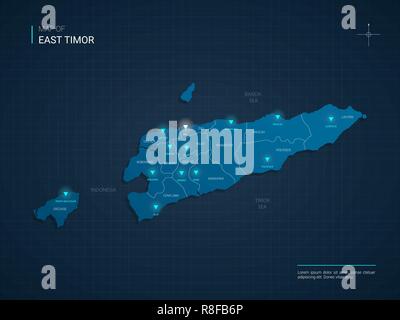 East Timor political map of administrative divisions - municipalities ...