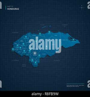 Honduras political map of administrative divisions - departments. Grey ...