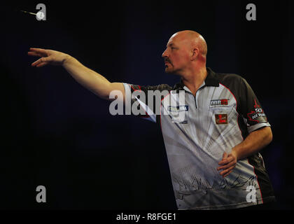 Mickey Mansell during his match against Jonny Clayton during day nine ...