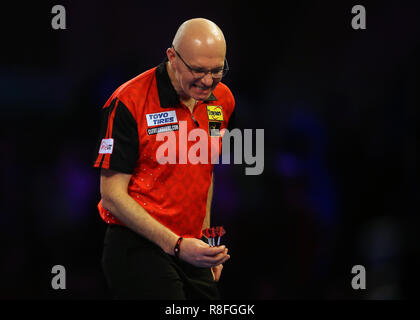 Mickey Mansell during his match against Jonny Clayton during day nine ...