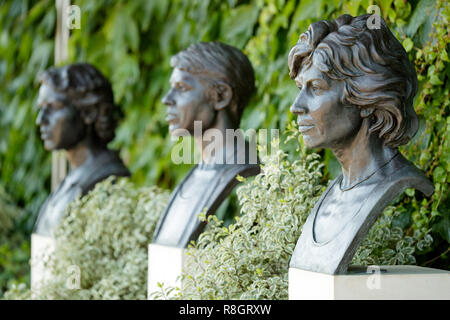 Statues of British tennis legends Virginia Wade, Ann Haydon Jones and ...