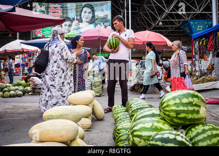 Melons, watermelons and pumpkins shop, Siob Bazaar, Samarkand ...