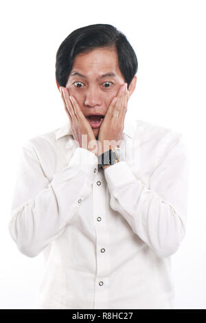 Photo of young happy shocked excited amazed positive girl look point fingers copyspace isolated ...