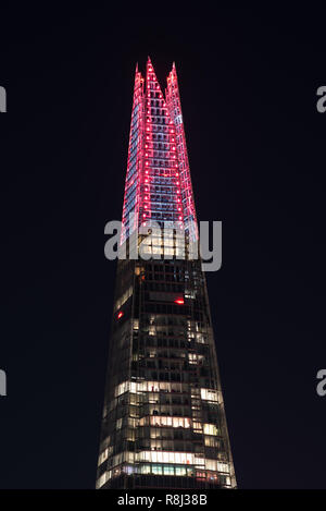 The tip of the Shard during its Christmas light display in London, UK ...