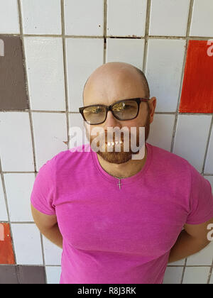 Smiling toothless bald man Stock Photo - Alamy