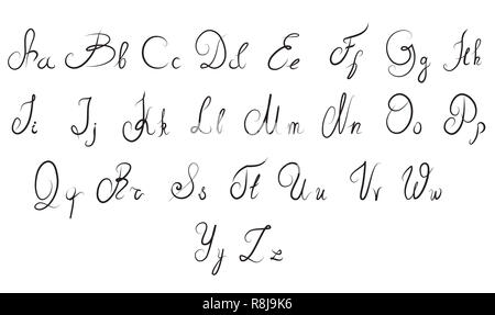 Vector hand drawn uppercase calligraphic alphabet Stock Photo - Alamy