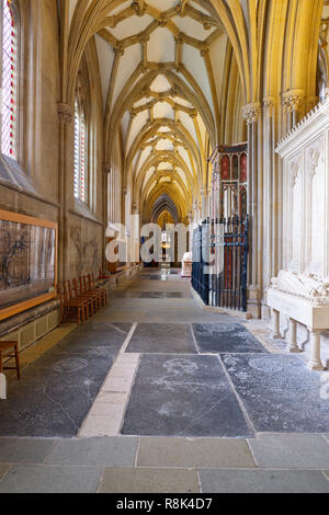 England Somerset Wells Cathedral the Quire and ancient tapestries Stock ...