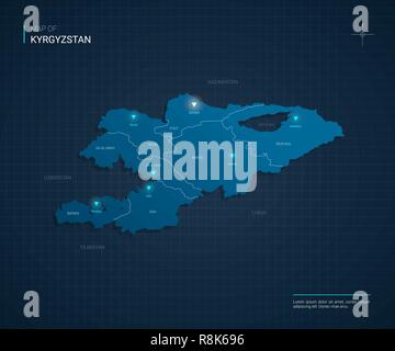 Kyrgyzstan political map of administrative divisions - regions and ...