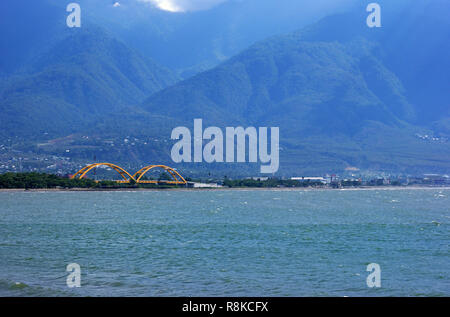 Jembatan Kuning, Ponulele Bridge, Palu, Central Sulawesi, Indonesia ...