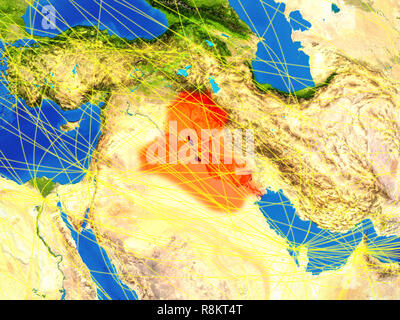 Iraq from space on model of blue digital planet Earth. Concept of blue ...