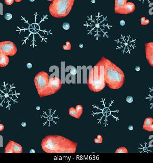 Seamless winter background with cute watercolor ornaments Stock Photo ...