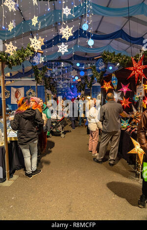 Bethlehem, PA, USA - December 9, 2018: A sign at the Christkindlmarket ...