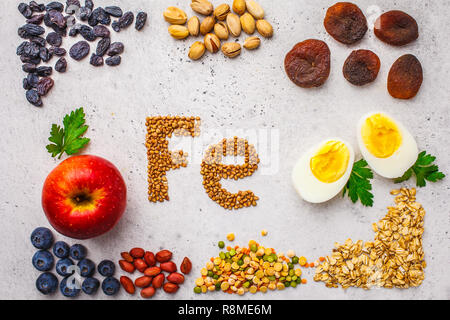 Healthy product sources of iron Stock Photo - Alamy