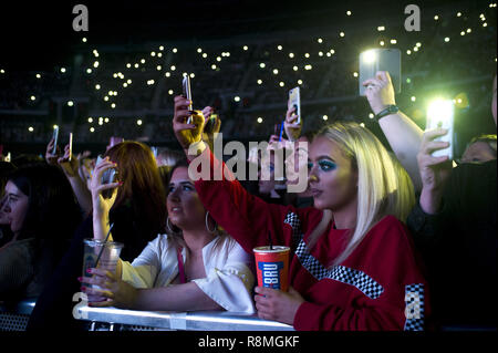 Pop singer Jess Glynne performs at the SSE Hydro in Glasgow as part of ...