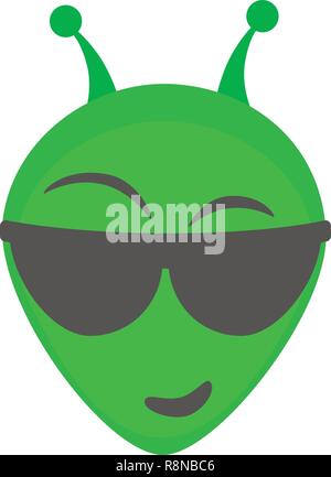 Alien face emoji. Alien green head. Humanoid vector illustration set ...