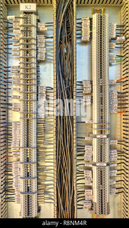 Control panel with terminals and wires inside view Stock Photo - Alamy
