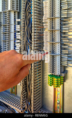 Control panel with terminals and wires inside view Stock Photo - Alamy