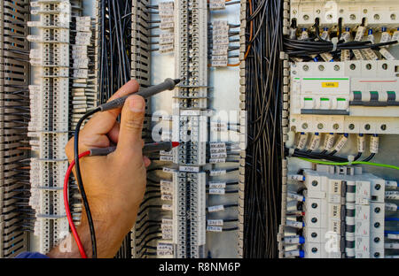 Control panel with terminals and wires inside view Stock Photo - Alamy