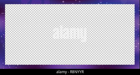 Vector fantastic galaxy square border on transparent background with ...
