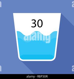 Wash at 30 degree icon. Water temperature 30C. Wash temperature 30 ...