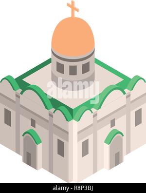 Medieval church icon. Isometric illustration of medieval church vector ...