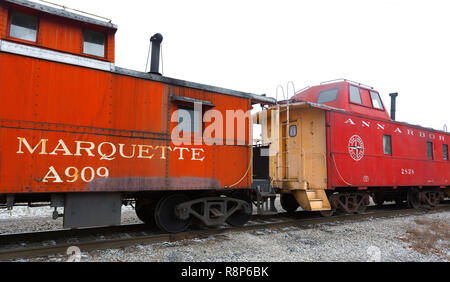 Cabooses in railroad yard at Steam Railroading Institude in Owosso ...