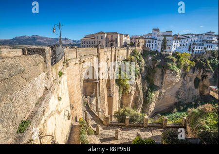 The Roman Bridge in Ronda, Andalusia, Spain. It is the oldest of the ...