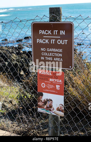 pack it in pack it out sign above a recycle plastic sign in a area ...