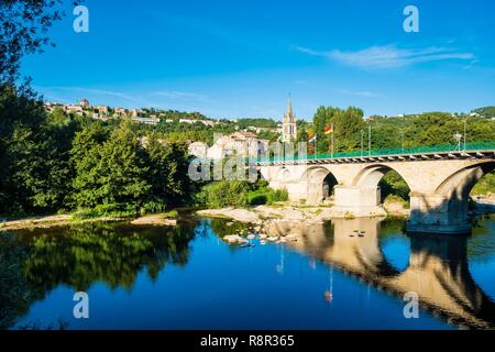France, Ardeche, Aubenas, Ucel bridge over Ardeche river Stock Photo ...