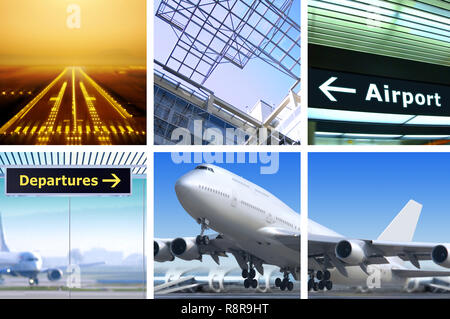 collage of air transportation with details and accessories Stock Photo ...