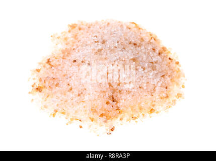 handful of ground pink himalayan salt isolated on white background ...