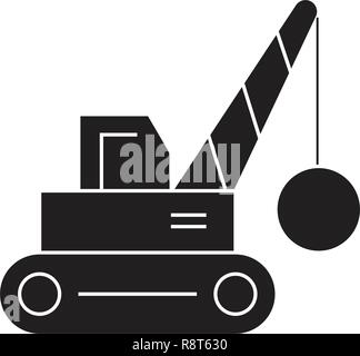 Demolition crane icon. Flat illustration of demolition crane vector ...