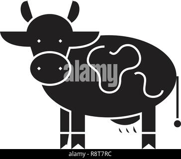 rural label, farm cow and tractor Stock Vector Image & Art - Alamy