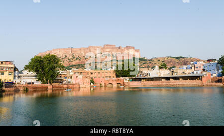 Mehrangarh Fort from Gulab Sagar, Jodhpur, Rajasthan, India Stock Photo ...