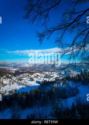 Beautiful town of Lokve in Gorski kotar, Croatia, in autumn, panoramic ...