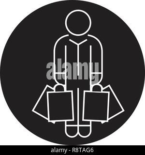 Consumer icon vector with male customer person profile avatar symbol ...