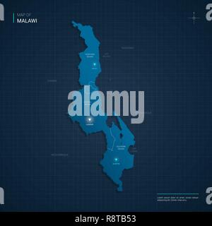 Malawi political map of administrative divisions - districts. Colorful ...
