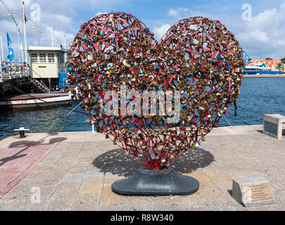 Punda Love Heart with love locks, by Carlos Blaaker Willemstad Curacao ...