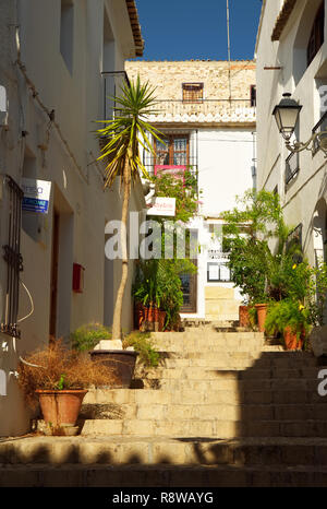Stairs decorated with different plants in the Altea Old Town, Altea ...