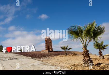 City name letters of Petra in Wadi Musa, Jordan Stock Photo - Alamy