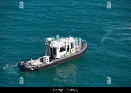 Miami-Dade Police Marine Patrol boat docked at the Black Point Park ...