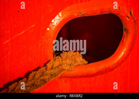 bulwark with mooring line of a trawler Stock Photo - Alamy