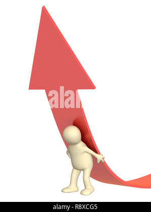3d puppet, supporting an arrow of red color Stock Photo - Alamy