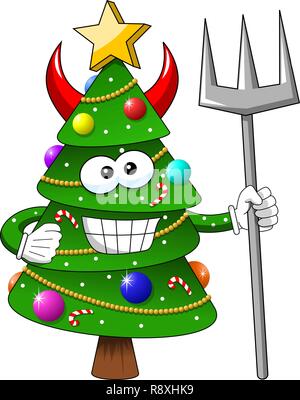 Red trident isolated on white background. Devil, neptune trident ...