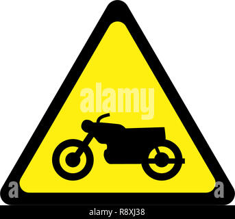 Warning sign with motocycle symbol Stock Photo - Alamy