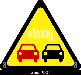 Warning sign with overtaking symbol Stock Photo - Alamy