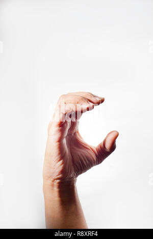 Hand with C character shape, isolated on white background. Symbol with ...