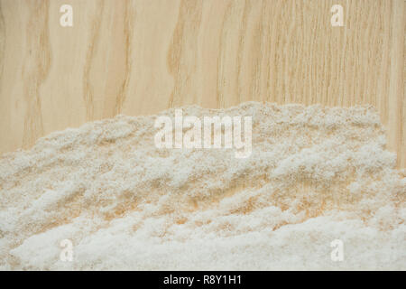 Wooden ground slightly covered with snow Stock Photo - Alamy