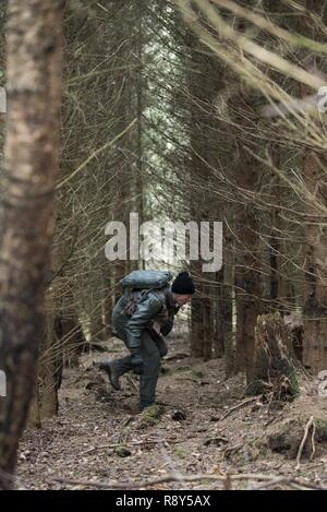 Vietnam War. US Marine walks through a punji-staked gully. Punji stake ...