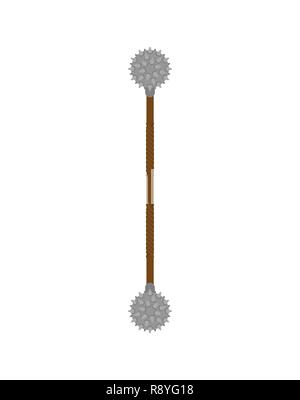 Morgenstern weapon, medieval mace, ball with spikes on chain of wooden ...
